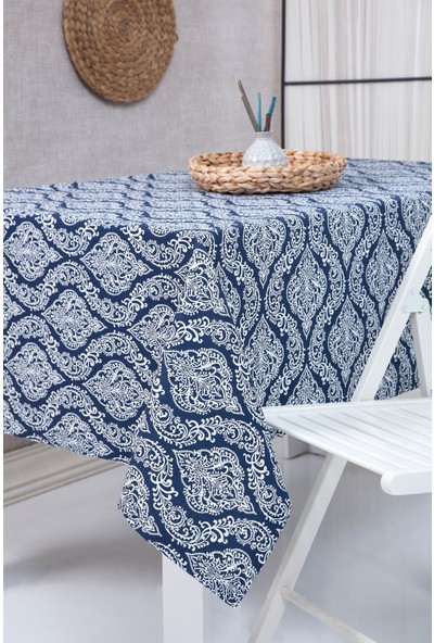 Wellstil Barok Desenli Masa Örtüsü 160 x 220 cm Lacivert Wellstil Barok Desenli Masa Örtüsü 160 x 220 cm Lacivert