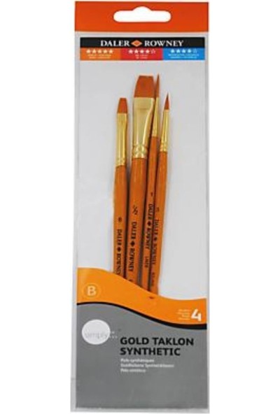 Daler Rowney Simply Gold Taklon Synthetic 4ü Fırça Seti KOD:402 Daler Rowney Simply Gold Taklon Synthetic 4ü Fırça Seti KOD:402