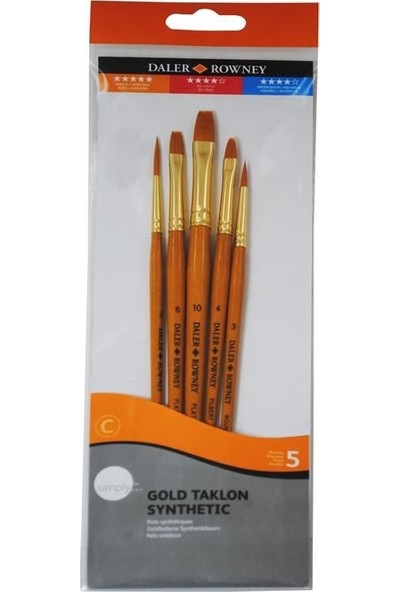 Daler Rowney Simply Gold Taklon Synthetic 5li Fırça Seti KOD:501 Daler Rowney Simply Gold Taklon Synthetic 5li Fırça Seti KOD:501