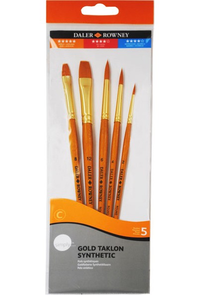 Daler Rowney Simply Gold Taklon Synthetic 5li Fırça Seti KOD:502 Daler Rowney Simply Gold Taklon Synthetic 5li Fırça Seti KOD:502