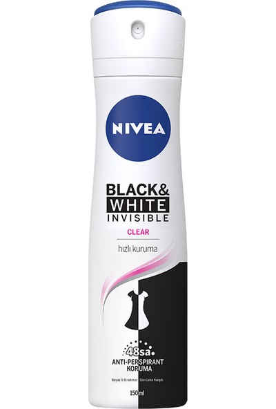 Nivea Kadın Sprey Deodorant Black&White Invisible Clear 48 Saat Anti-perspirant Koruma 150ml Nivea Kadın Sprey Deodorant Black&White Invisible Clear 48 Saat Anti-perspirant Koruma 150ml