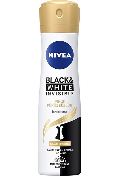 Nivea Kadın Sprey Deodorant Black&White Invisible İpeksi Pürüzsüzlük 48 Saat Anti-perspirant Koruma 150ml Nivea Kadın Sprey Deodorant Black&White Invisible İpeksi Pürüzsüzlük 48 Saat Anti-perspirant Koruma 150ml