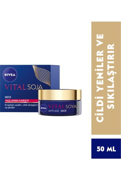 Nivea Vital Soya Yaşlanma Karşıtı & Leke Giderici Gece Bakım Kremi 50Ml