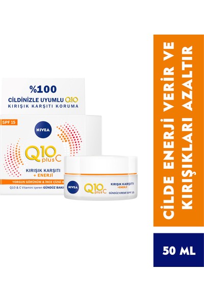 Nivea Q10+ C Kırışık Karşıtı Enerji Gündüz Bakım Kremi 50Ml