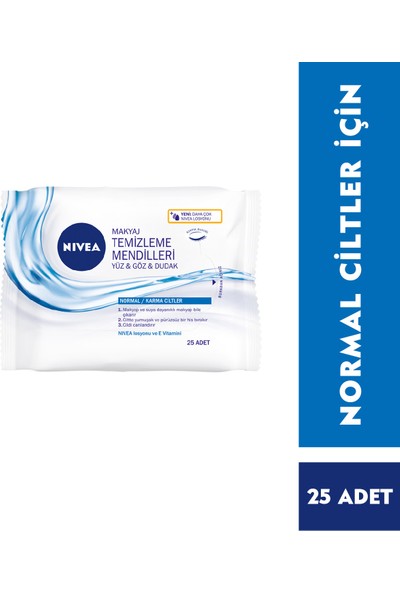 Nivea 3'Ü 1 Arada Makyaj Temizleme Mendili Normal/Karma Cilt 25 Adet Nivea 3'Ü 1 Arada Makyaj Temizleme Mendili Normal/Karma Cilt 25 Adet