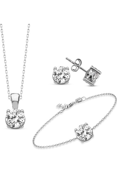 Huarz Tektaş Gümüş Takı Seti