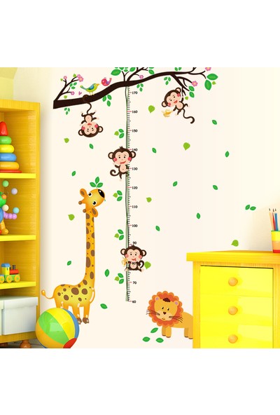 Crystal Kids Çocuk ve Bebek Odası Duvar Dekoru Boy Ölçen Ağaç ve Maymunlar Crystal Kids Çocuk ve Bebek Odası Duvar Dekoru Boy Ölçen Ağaç ve Maymunlar