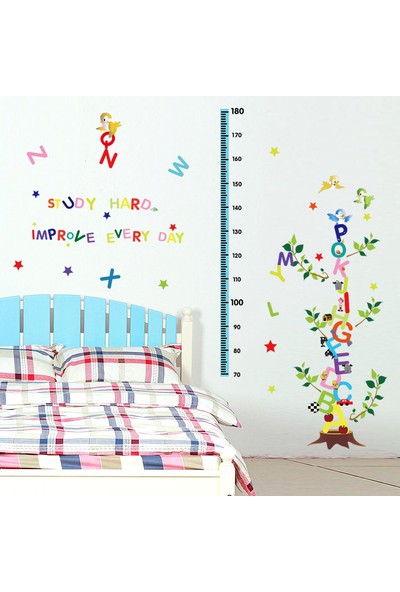 Crystal Kids Çocuk ve Bebek Odası Duvar Dekoru Boy Ölçer Harfler Duvar Çıkartması Crystal Kids Çocuk ve Bebek Odası Duvar Dekoru Boy Ölçer Harfler Duvar Çıkartması