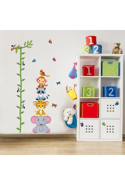 Crystal Kids Çocuk Odası Dekoru Sevimli Hayvanlar Boy Ölçen Pvc Duvar Sticker