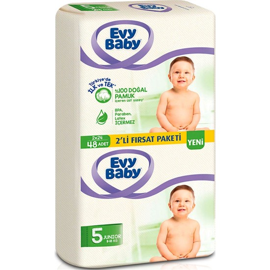 Evy Baby Bebek Bezi 5 Beden Junior 2'li Paketi 48'li Fiyatı