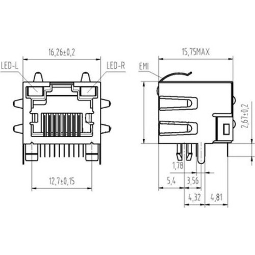 Motorobit RJ45 8P8C Işıklı Dişi Ethernet Konnektörü - Pcb Fiyatı
