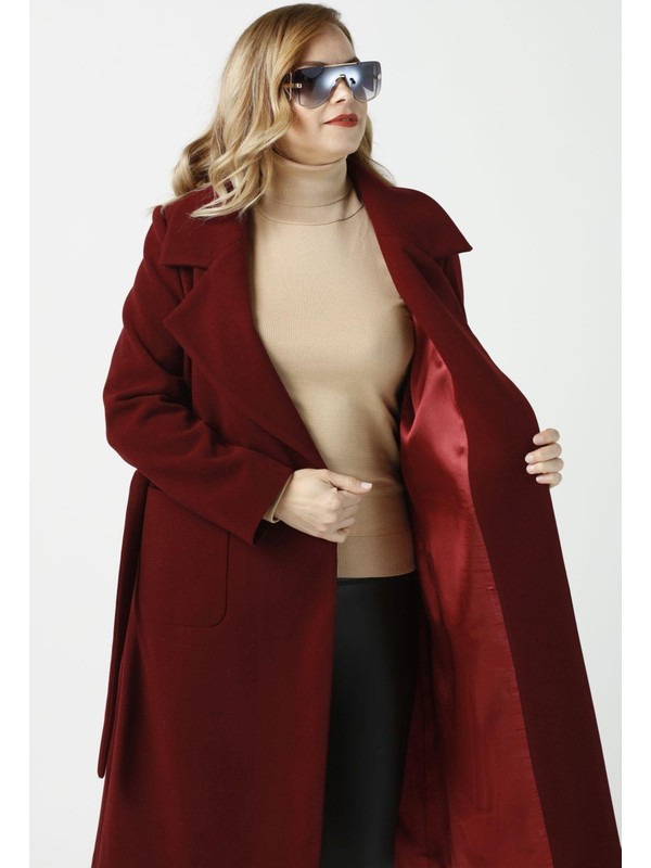 Moda Berray 904 Bordo Mono Yaka Torba Cepli Kaşe Kaban Fiyatı