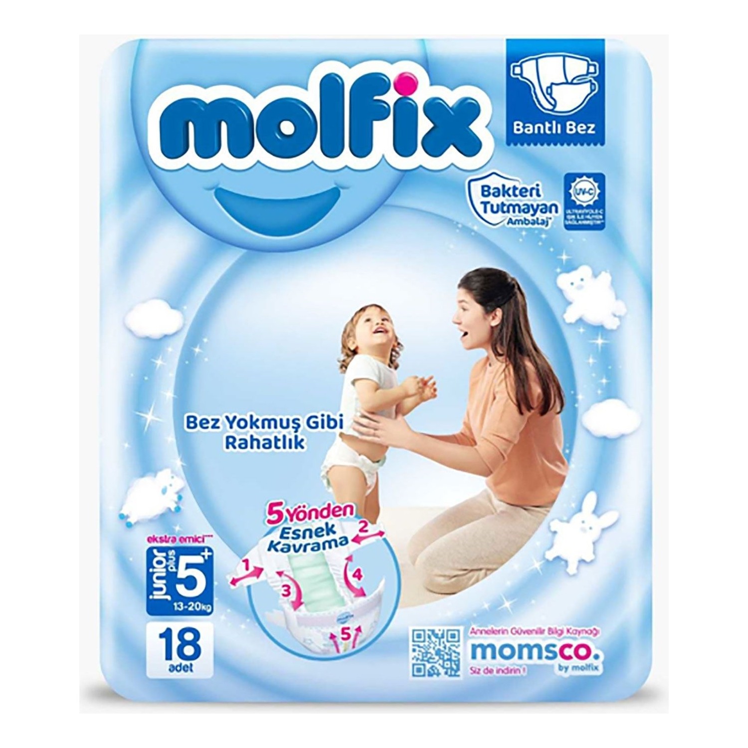 Molfix Bebek Bezi 3D 5+ Beden Junior Plus 13-20 Kg 18li Fiyatı