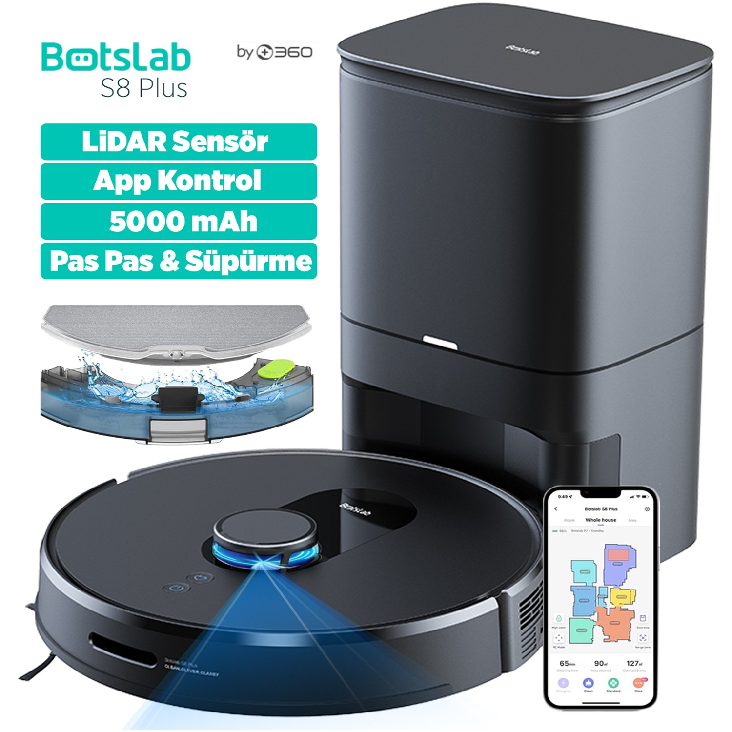 Botslab 360 S8 Plus Akıllı Robot Süpürge - Akıllı Çöp Fiyatı