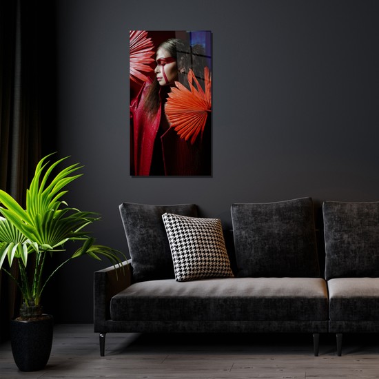 Veraart Kadın Temalı Pleksi Cam Tablo Yelpaze & Kadın Fiyatı