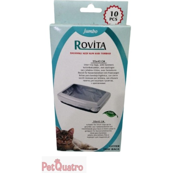 Rovita Kedi Açık Tuvalet Poşeti 10'lu Jumbo Boy 55×43 cm Fiyatı