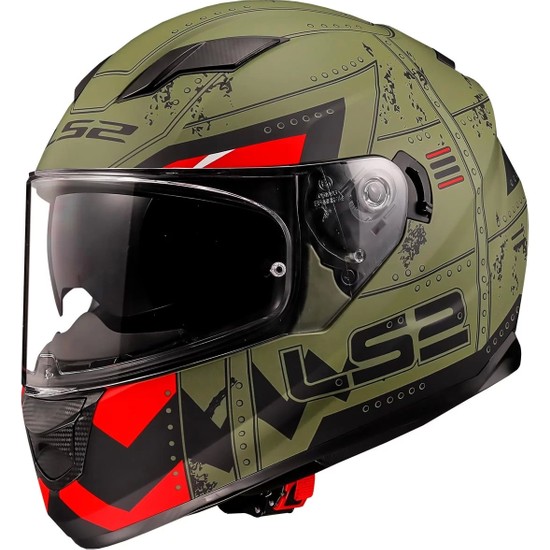 Ls2 Stream Evo Max Mat Mılıtary Yeşil-Kırmızı Kask Fiyatı