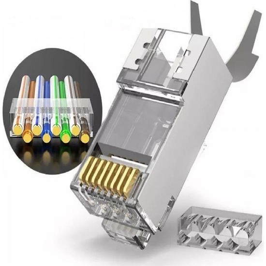 Speeduf Cat7 Metal Konnektör RJ45 Cat7 Jack + Kablo Ayraç Fiyatı