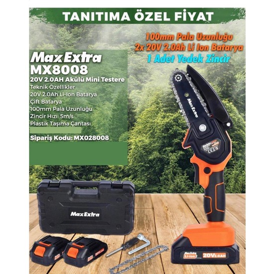 Max Extra MX8008 Akülü Mini Testere 20 V. 2.0 Ah Fiyatı