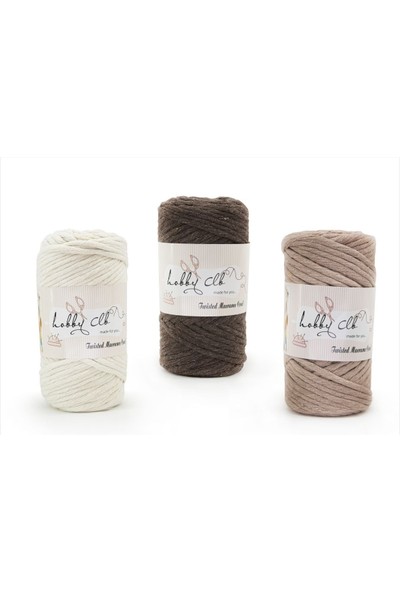 Hobby Clb Taranan Makrome İpi 3'lü Set Ekru-Acı Kahve-Sütlü Kahve Hobby Clb Taranan Makrome İpi 3'lü Set Ekru-Acı Kahve-Sütlü Kahve