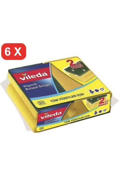 Vileda 6 Paket 2'li Oluklu Bulaşık Süngeri Vileda 6 Paket 2'li Oluklu Bulaşık Süngeri