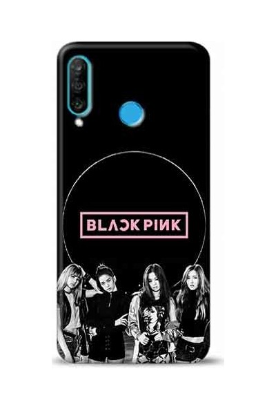 Kilif Madeni Huawei P30 Lite Black Pink Tasarımlı Telefon Kılıfı