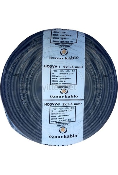 Öznur 2 x 1,5 mm TTR Kablo 6 m Siyah