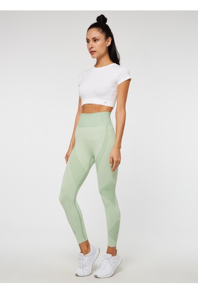 Jerf Bonita Desen Detaylı Şekillendirici Tayt Yeşil