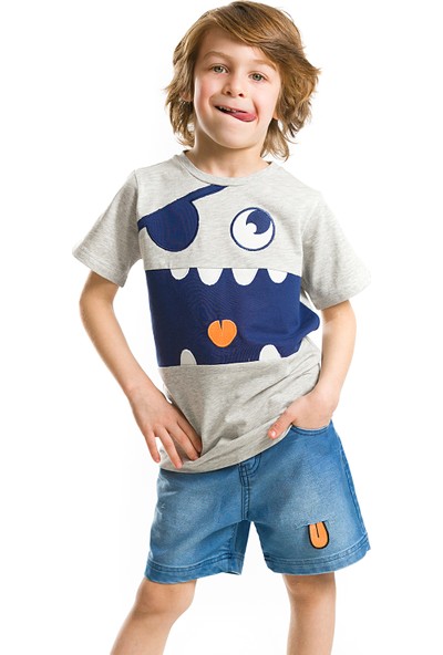 Denokids Maceraperest Denim Şort Takım