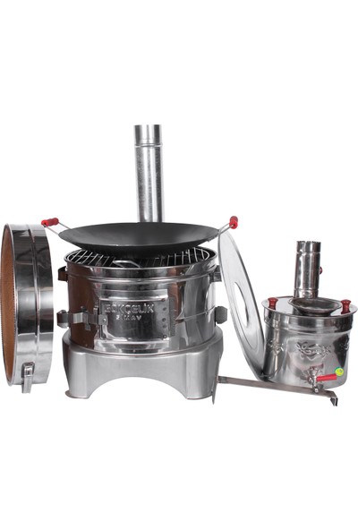 Gökçelik Topraklı Güveç Mangal Seti Semaver Güveç Kavurma Sacı Maşa Yelpaze Şiş 16 Parça Gökçelik Simav