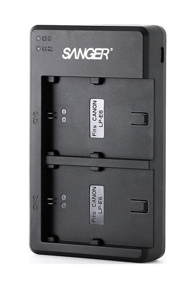 Sanger Canon Lp-E6 Batarya Uyumlu 2'li USB Şarj Cihazı Sanger Canon Lp-E6 Batarya Uyumlu 2'li USB Şarj Cihazı