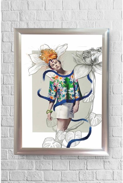 Lyn Home Çiçek Kadın Çerçeveli Poster Tablo 23,5 x 33,5 cm Lyn Home Çiçek Kadın Çerçeveli Poster Tablo 23,5 x 33,5 cm