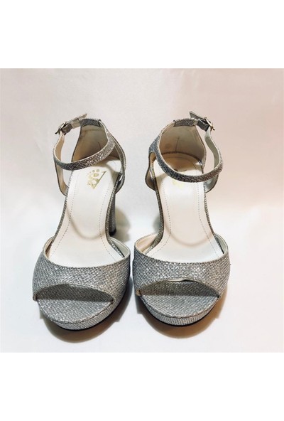 MİRANDA Gümüş Simli Topuklu Ayakkabı