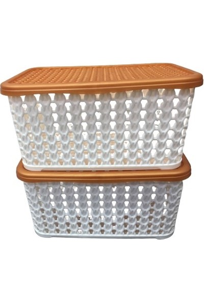 Tuğra Çok Amaçlı Örgü Motifli Kapaklı Kutu 2'li