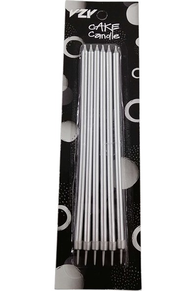 Pasdekor Gri Pasta Mumu 20 cm 6'lı Vzy Pasdekor Gri Pasta Mumu 20 cm 6'lı Vzy