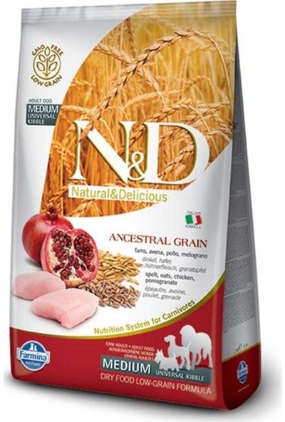 N-D Ancestral Grain Tavuk Kara Buğday Nar Medium Maxi 2,5 kg N-D Ancestral Grain Tavuk Kara Buğday Nar Medium Maxi 2,5 kg