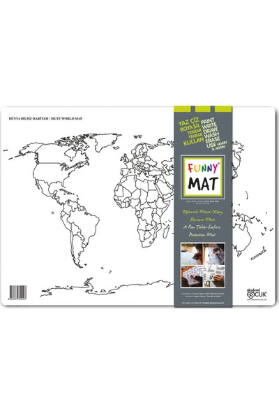 Akademi Çocuk Funny Mat Dünya Dilsiz Haritası