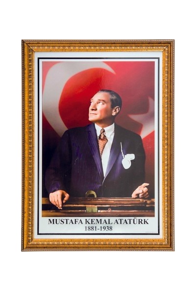 Panda Ahşap Yaldız Çerçeve Mustafa Atatürk Portre 60 x 80 cm