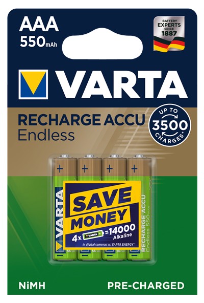 Varta Recharge Accu Endless Aaa 550 Mah Ince Şarjlı Pil 4'lü Varta Recharge Accu Endless Aaa 550 Mah Ince Şarjlı Pil 4'lü
