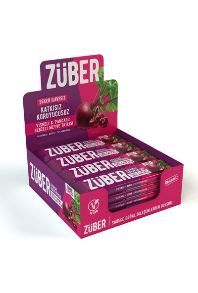 Züber Vişneli ve Pancarlı Sebzeli Meyve Tatlısı 35 gr x 12'li Züber Vişneli ve Pancarlı Sebzeli Meyve Tatlısı 35 gr x 12'li