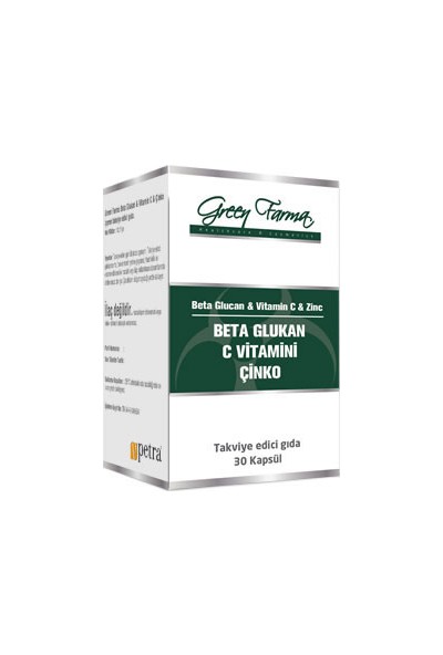 PETRA GREEN FARMA BETA GLUKAN/VİTAMİN C/ÇİNKO 60 TABLET PETRA GREEN FARMA BETA GLUKAN/VİTAMİN C/ÇİNKO 60 TABLET