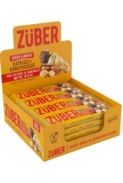 Züber Yer Fıstıklı Ve Çikolatalı Doğal Meyve Tatlısı 40 Gr X 12 Adet Züber Yer Fıstıklı Ve Çikolatalı Doğal Meyve Tatlısı 40 Gr X 12 Adet