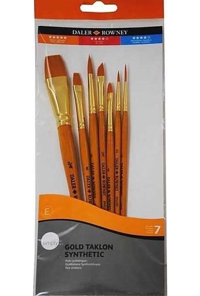 Daler Rowney Gold Taklon Synthetic Fırça Seti 7'li Daler Rowney Gold Taklon Synthetic Fırça Seti 7'li