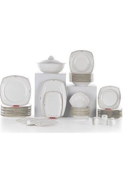 Schafer Juno 60 Parça 12 Kişilik Kare Fine Bone Yemek Takımı ALT03