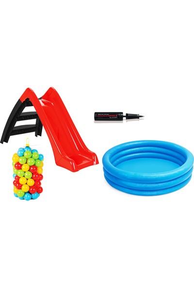 Vardem Kaydıraklı Oyun Seti (Mavi Havuz / 6 cm 100'lü Oyun Havuz Topu / Pompa / Kırmızı Kaydırak) Vardem Kaydıraklı Oyun Seti (Mavi Havuz / 6 cm 100'lü Oyun Havuz Topu / Pompa / Kırmızı Kaydırak)