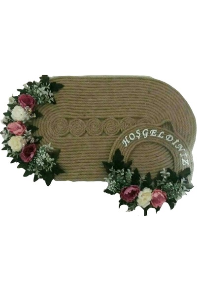 Marka Zamanı El Emeği Kapı Önü Paspas ve Kapı Süsü Seti