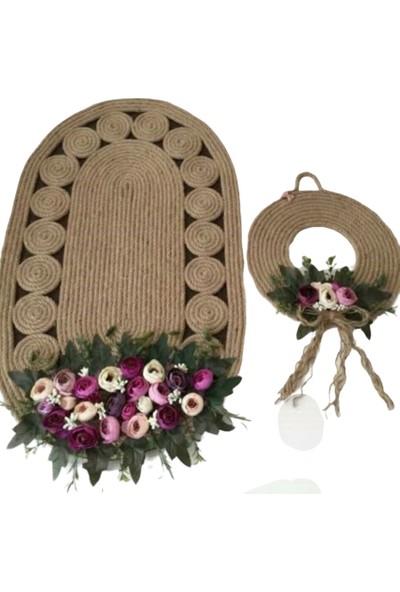 Marka Zamanı El Emeği Kapı Önü Paspas ve Kapı Süsü Seti