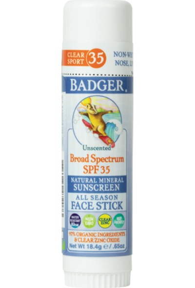 Badger Clear Zinc Kokusuz Güneş Kremi Stick SPF35 (Kolay Sürülüm) Badger Clear Zinc Kokusuz Güneş Kremi Stick SPF35 (Kolay Sürülüm)