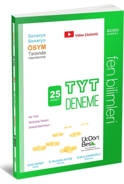 ÜçDörtBeş Yayınları Üç Dört Beş Yayıncılık TYT Fen Bilimleri 25 Deneme 2020