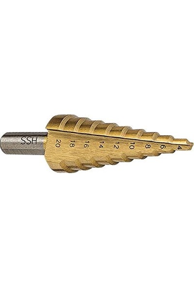 Bay-Tec Kademeli Matkap Ucu 4-20 mm Sarı Titanyum Kozalak Panç Bay-Tec Kademeli Matkap Ucu 4-20 mm Sarı Titanyum Kozalak Panç